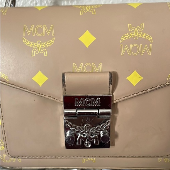 MCM | Bags | Mcm Tan And Yellow Crossbody Bag With Monogram Design ...